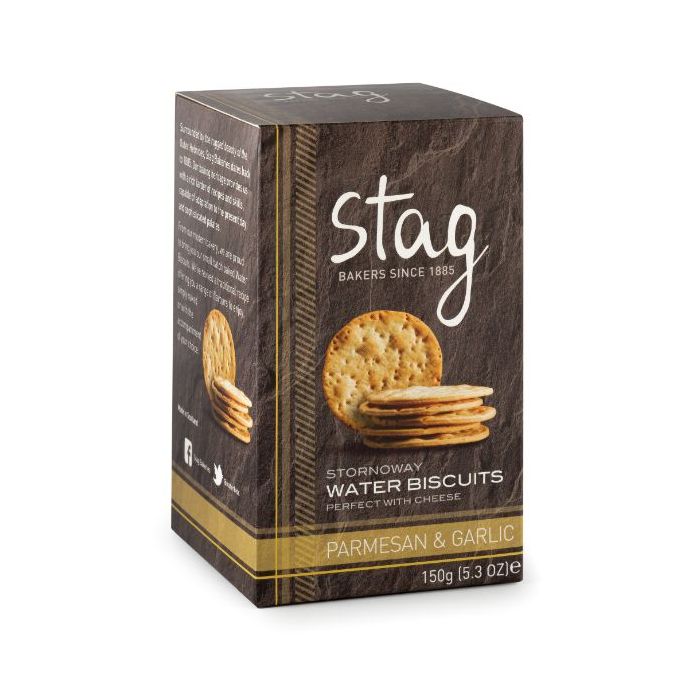 Stag Bakeries Parmesan & Garlic Water Biscuits [12x150g]