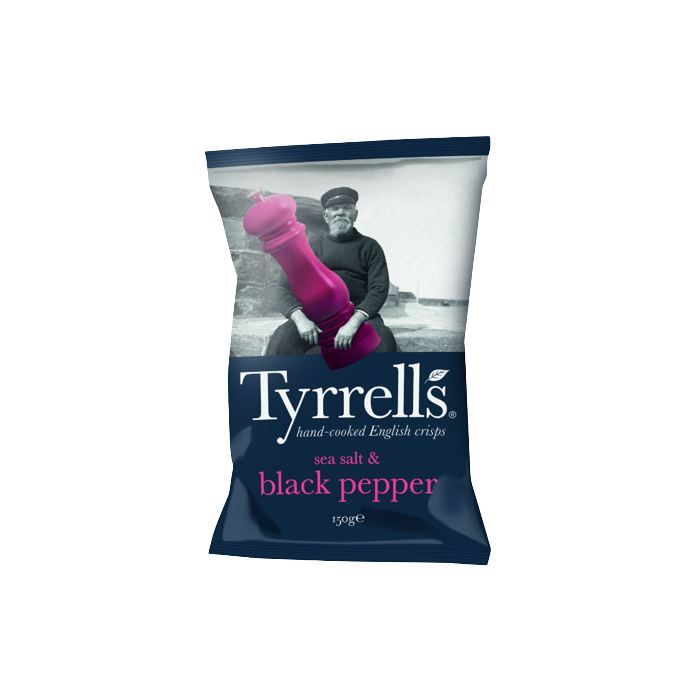 Tyrrells Sea Salt & Black Pepper Potato Crisps [12x150g]